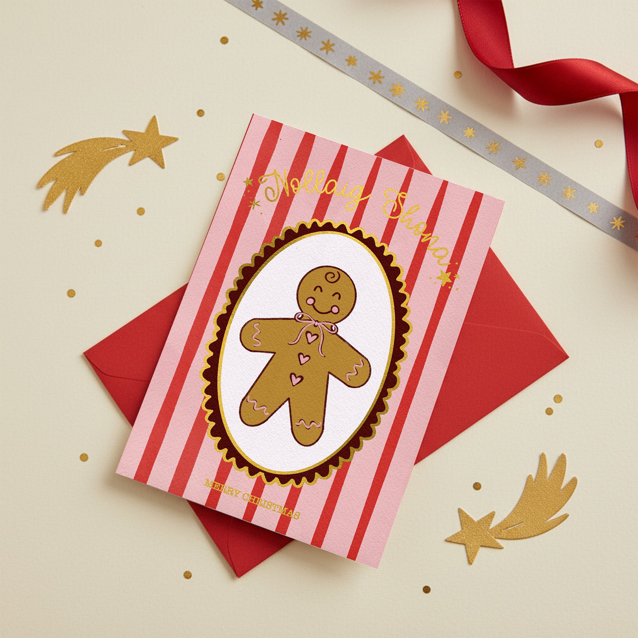 Gold Foiled Christmas Gingerbread Card – Prints of Ireland